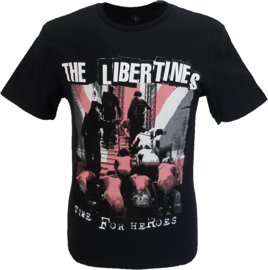 Mens Black Official The Libertines Time For Heroes Flag T Shirt – Mazeys UK