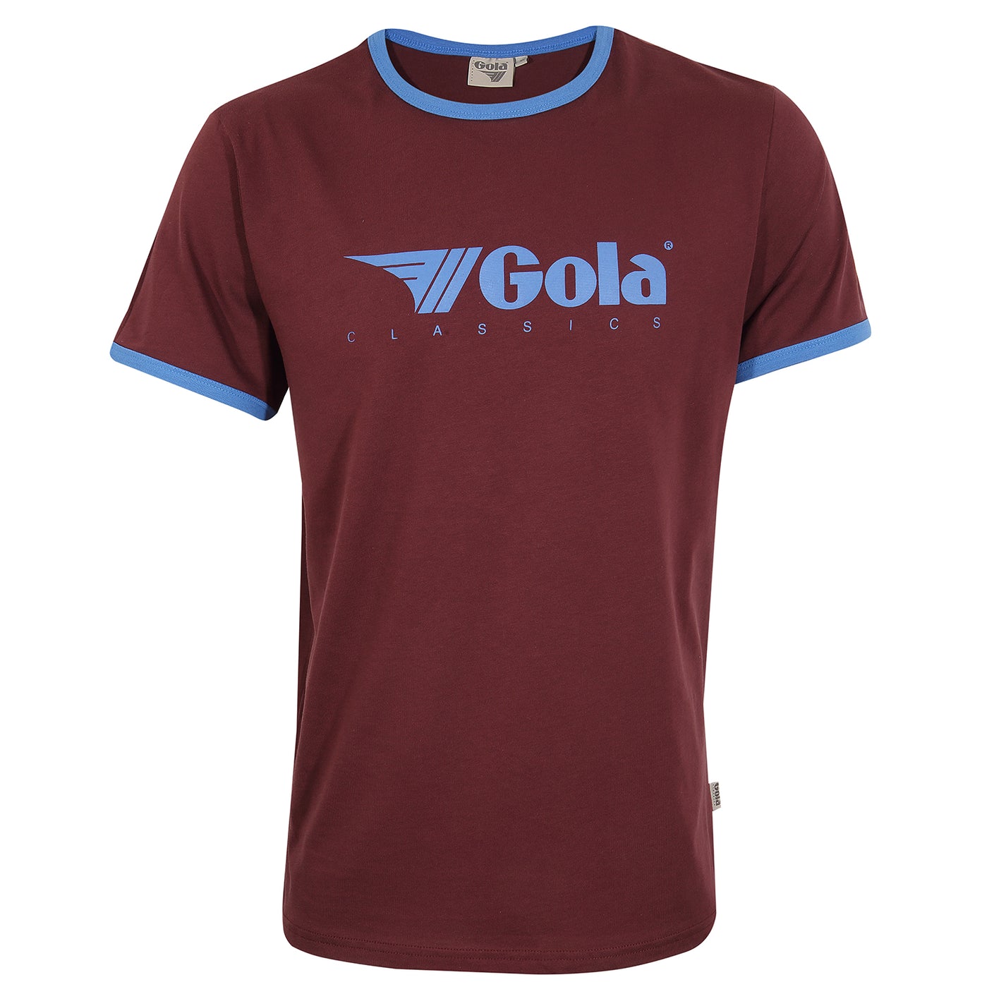 Gola Mens Maroon/Sky Retro Ringer T Shirt – Mazeys UK