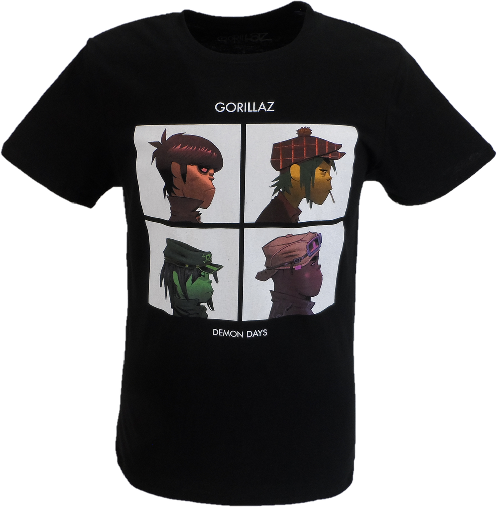 Mens Black Official Gorillaz Demon Days T Shirt – Mazeys UK