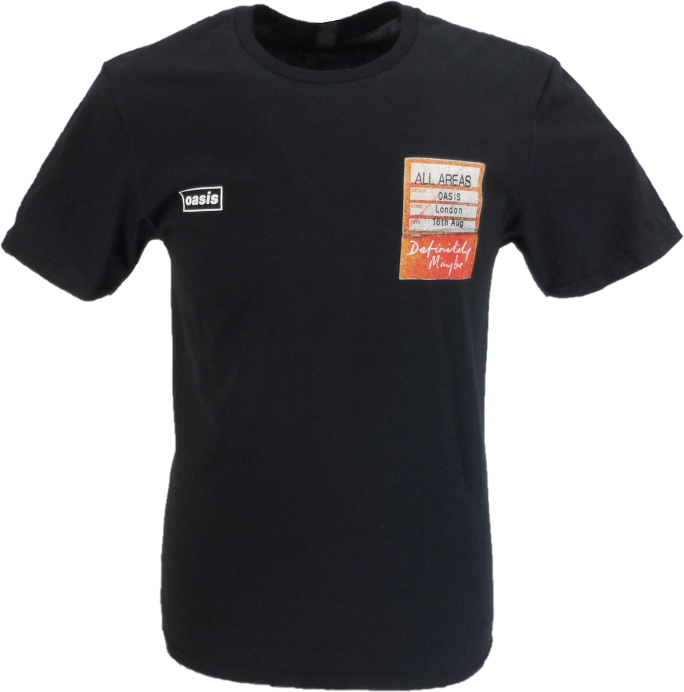 Mens Official Licensed Oasis Definitely Maybe Setlist Black Backprint – Mazeys UK