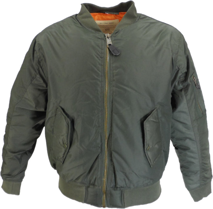 Relco MA-1 Olive Green Flight Pilot Bomber Jackets – Mazeys UK