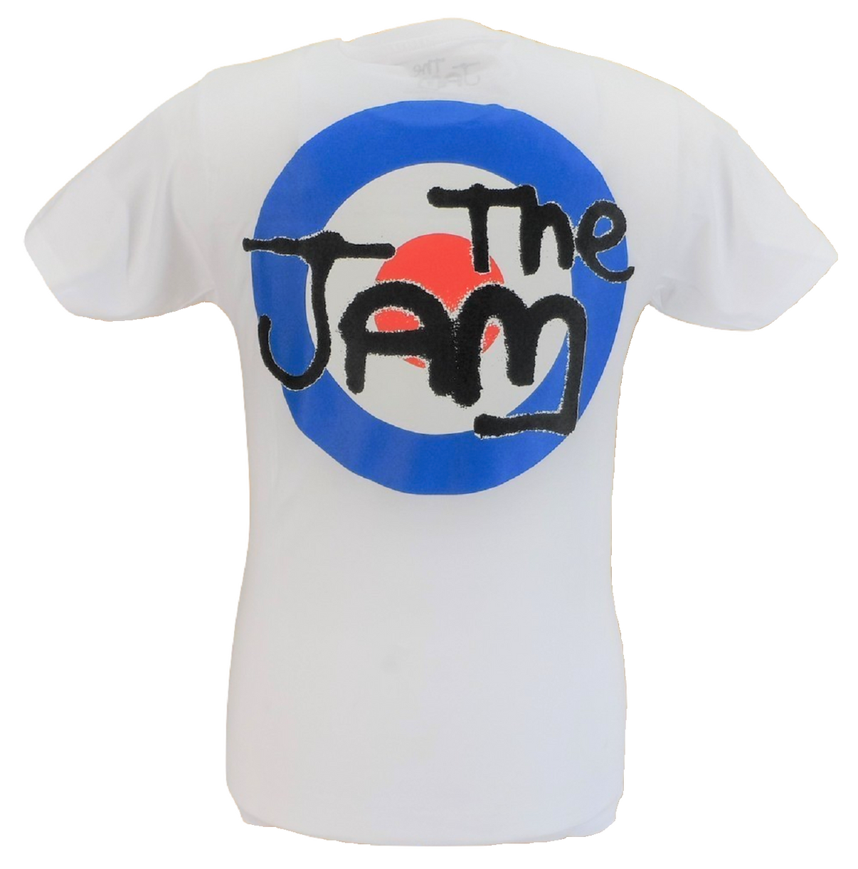 Mens White Target Official The Jam T Shirt With Back Print – Mazeys UK