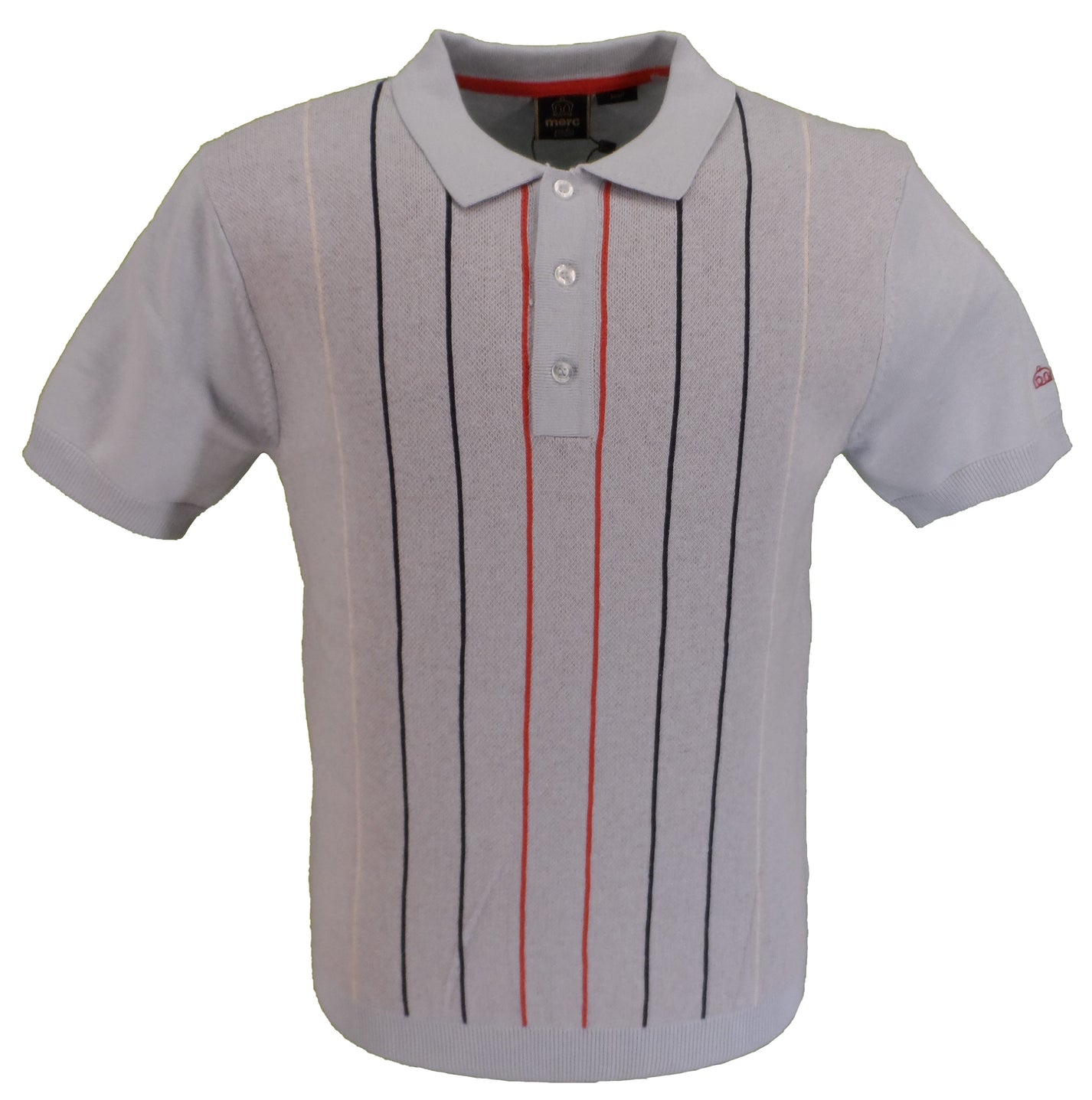 Mens Merc Stirling Blue Knitted Polo Shirt | Mazeys – Mazeys UK